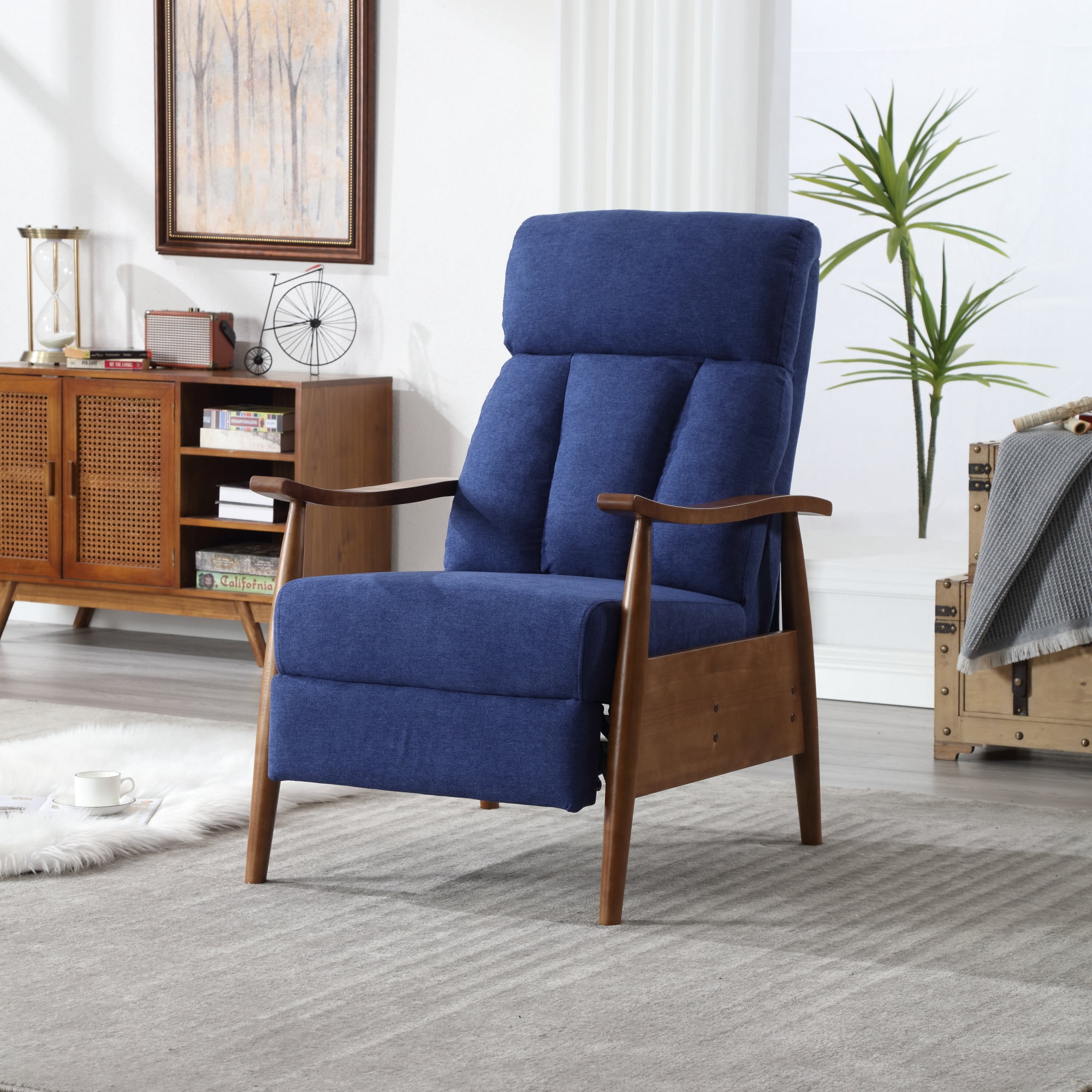 COOLMORE Deluxe Wood Frame Armchair: Modern Accent Lounge Chair Ideal ...