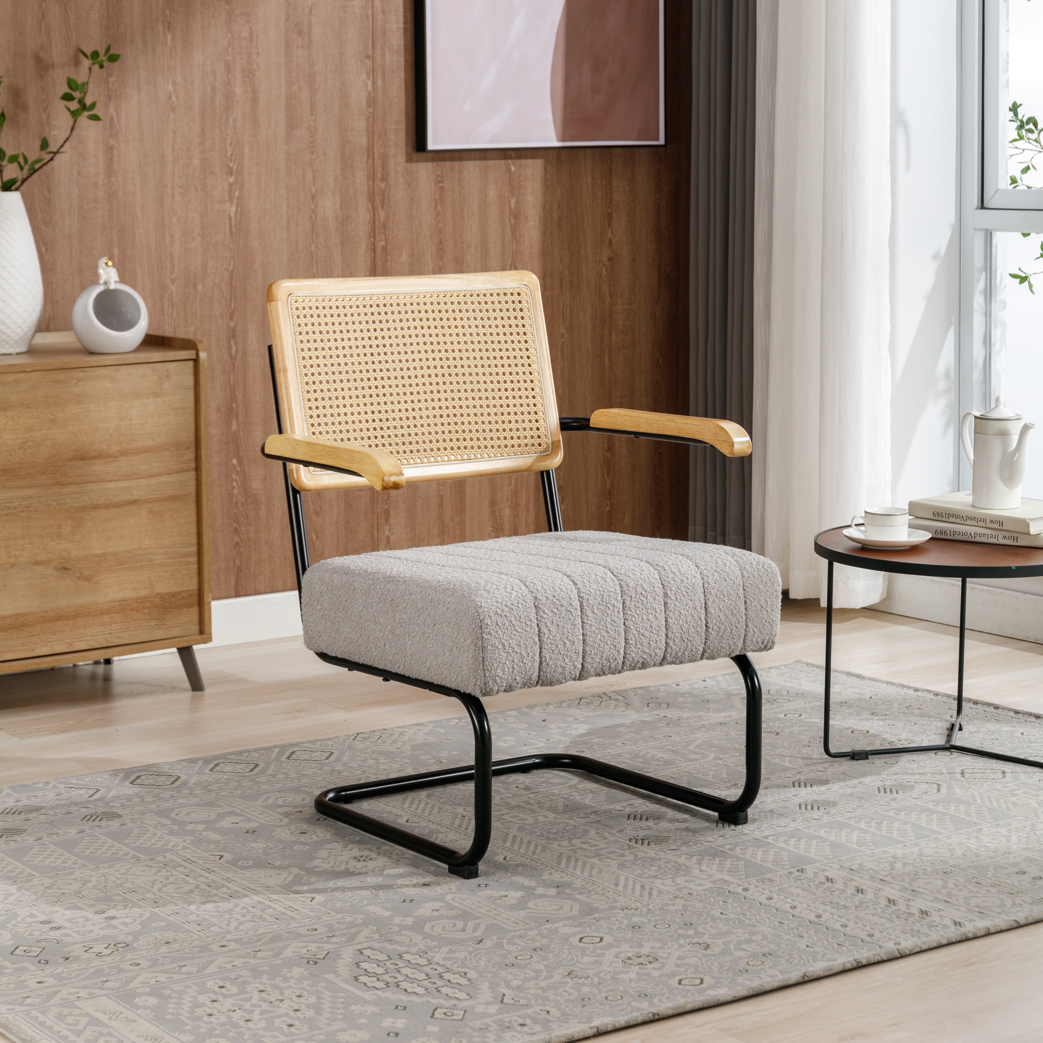 COOLMORE Modern Industrial Slant Armchair - Accent Chair with Metal ...
