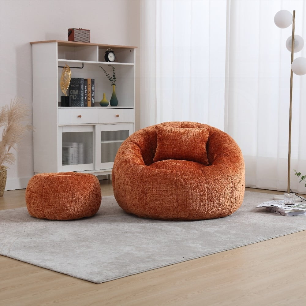 COOLMORE Modern Round Bean Bag Chair | High-Density Sponge Support ...