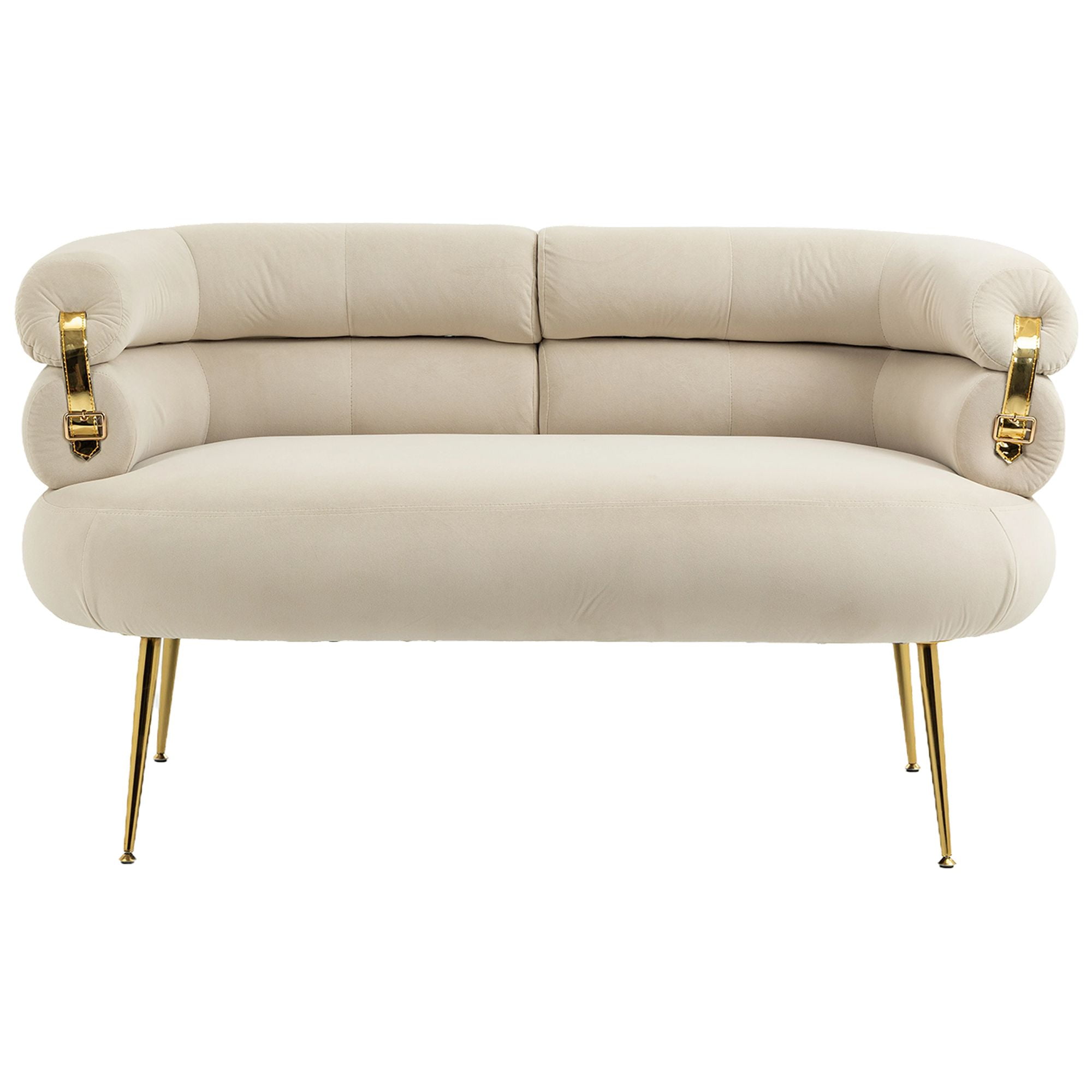 COOLMORE Small Loveseat Sofa, Upholstered Mini Couch with Curved ...