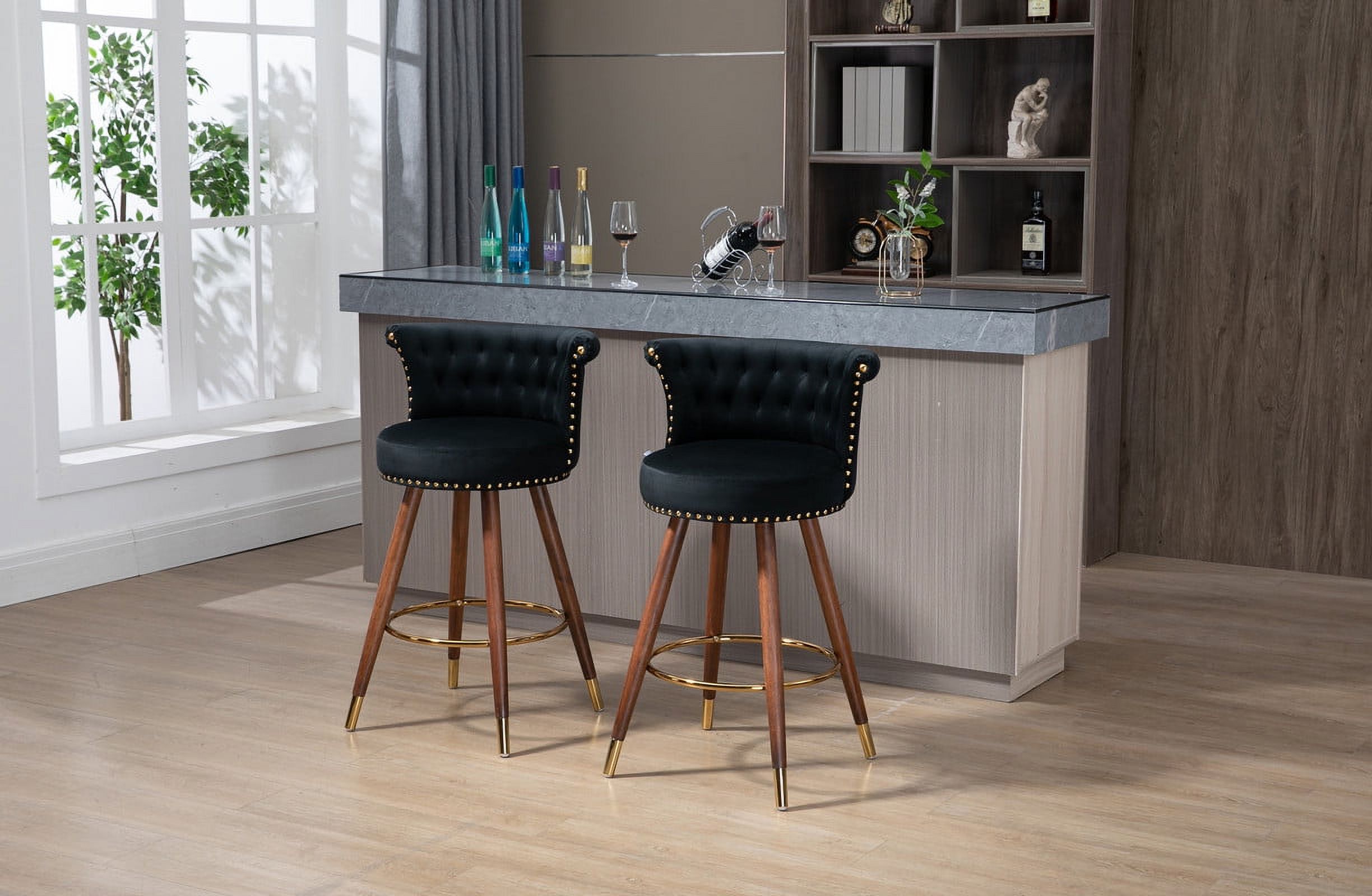 COOLMORE Swivel Bar Stools with Backrest and Footrest - Fixed Height ...