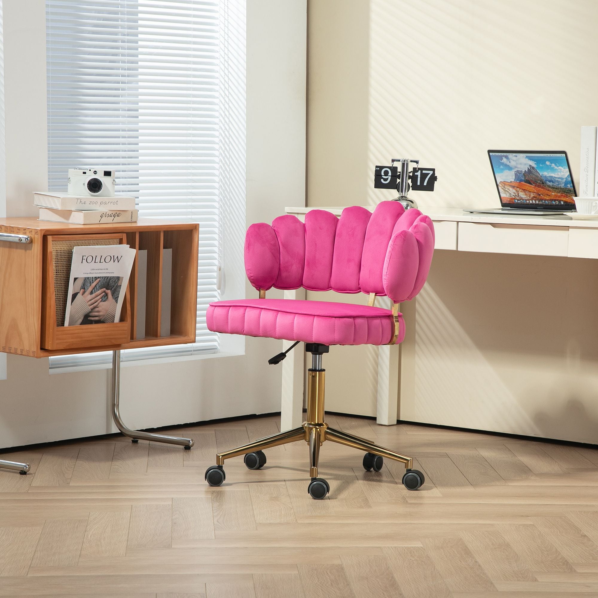 COOLMORE Velvet Home Office Desk Chair, Modern Cute Computer Chair ...