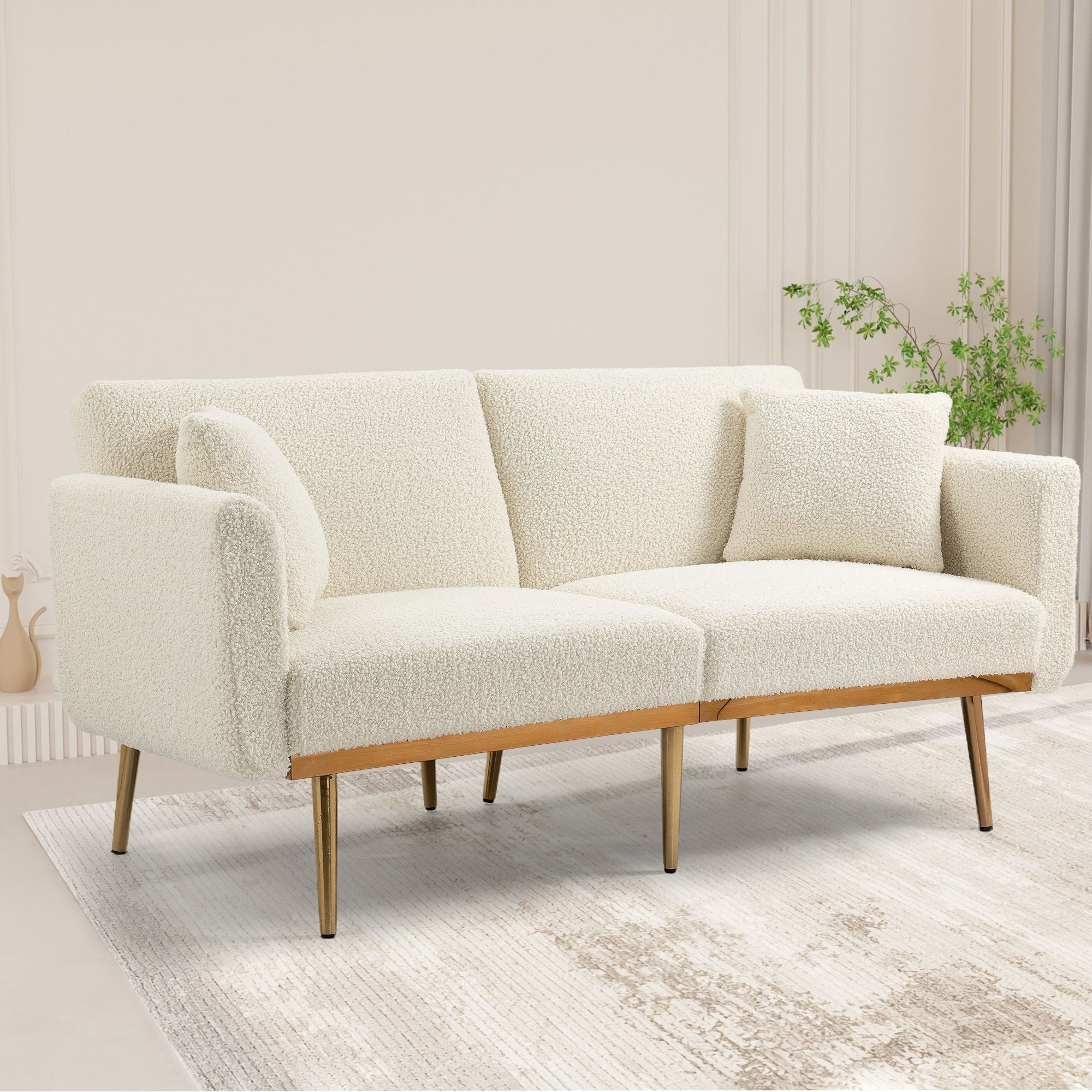 COOLMORE Velvet Loveseat Sofa - Modern 2-Seater Accent Couch with ...