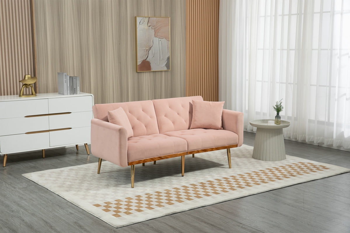 COOLMORE Velvet Sofa with Metal Feet - Accent Loveseat Sofa - 65.36" x ...