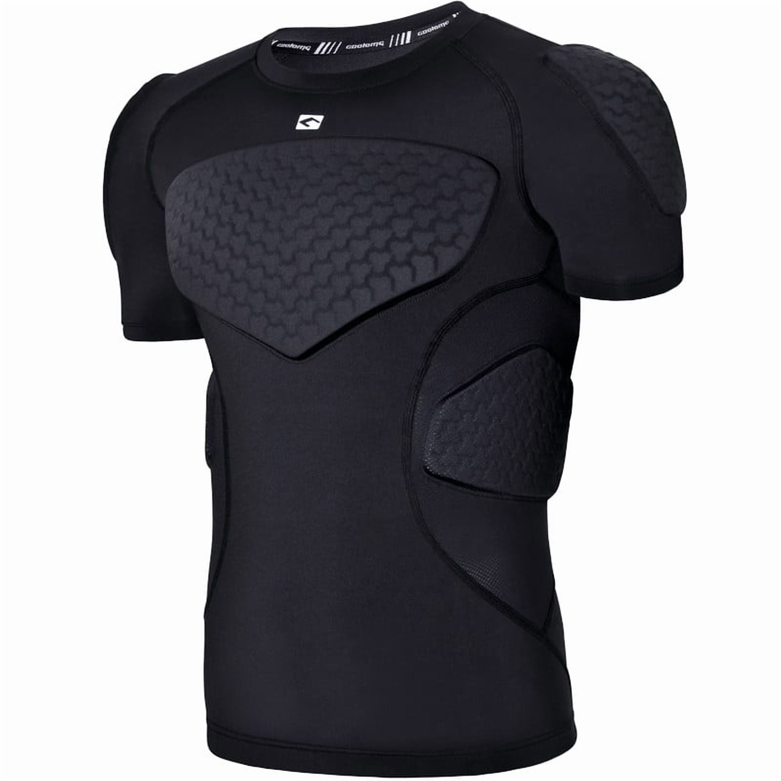 COOLOMG Mens Padded Compression Shirt Football Chest Rib Protector ...