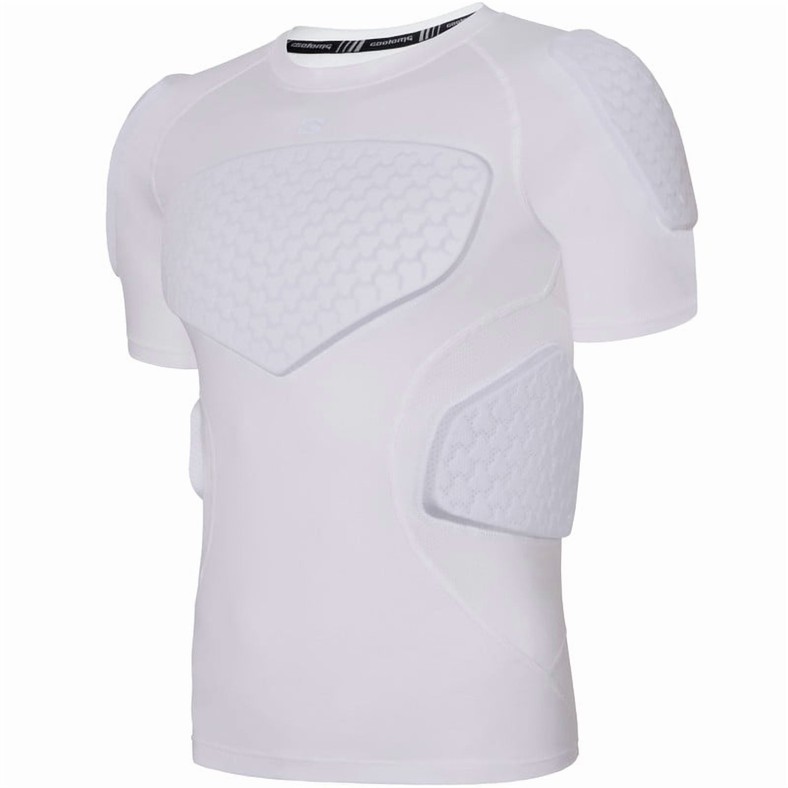 COOLOMG Mens Padded Compression Shirt Football Chest Rib Protector ...