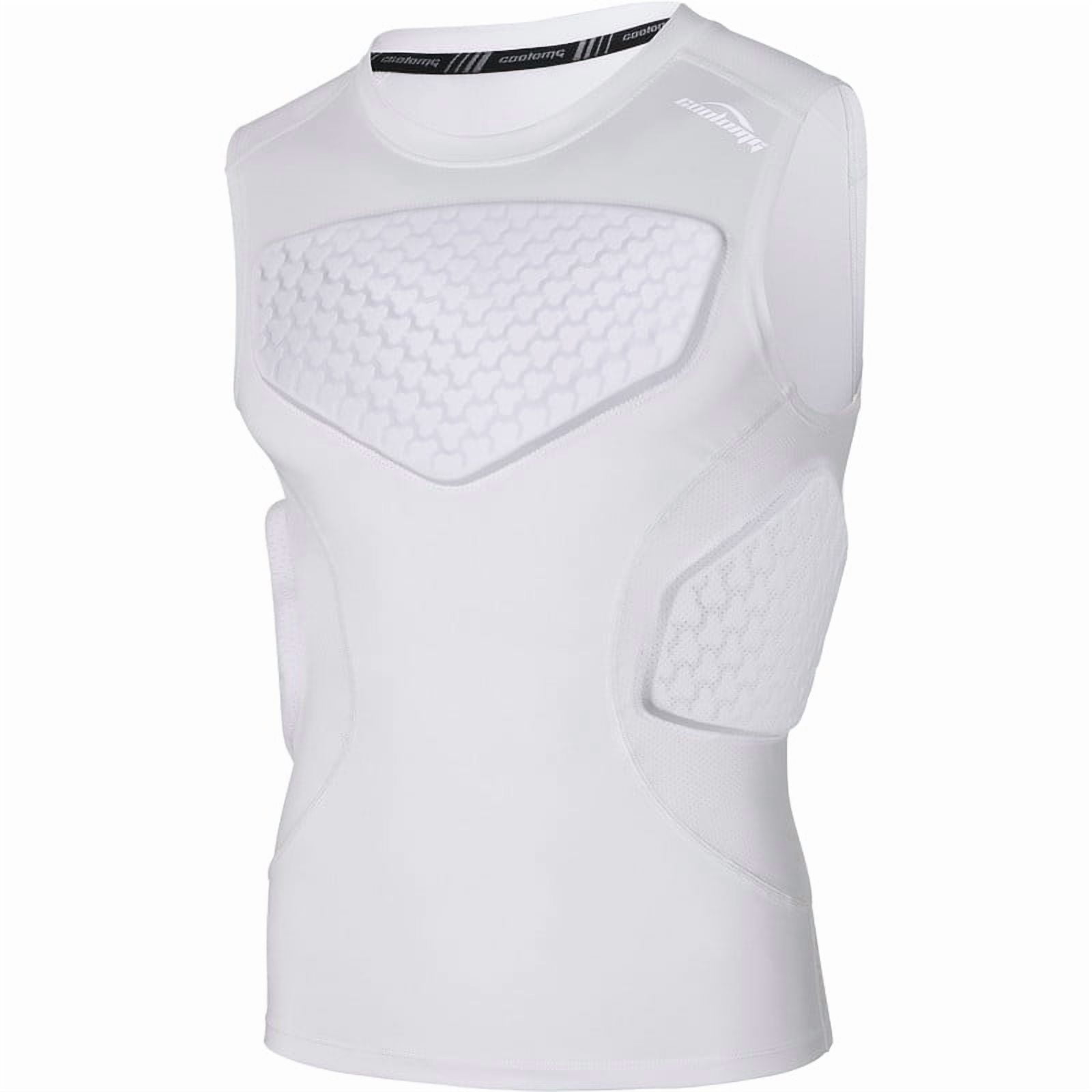 COOLOMG Mens Padded Football Shirt Rib Chest Protector Compression ...