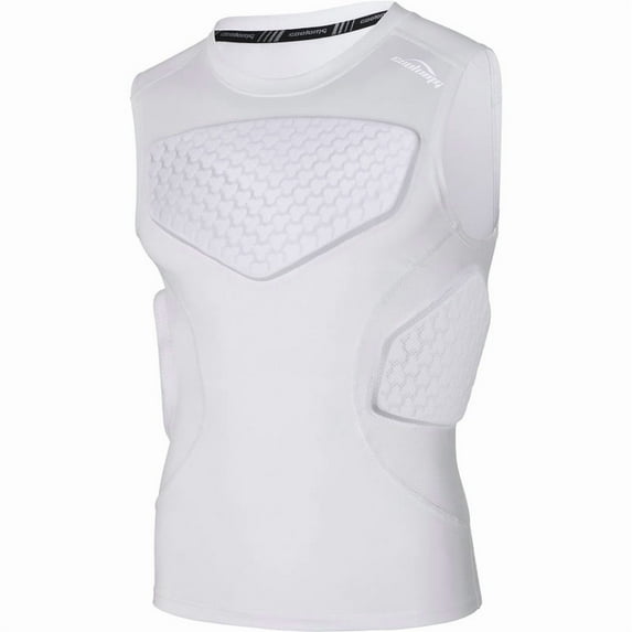 COOLOMG Mens Padded Football Shirt Rib Chest Protector Compression ...