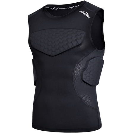 HAIYUE Men's Compression Shirt with Chest Protector Padded Rib Sports ...