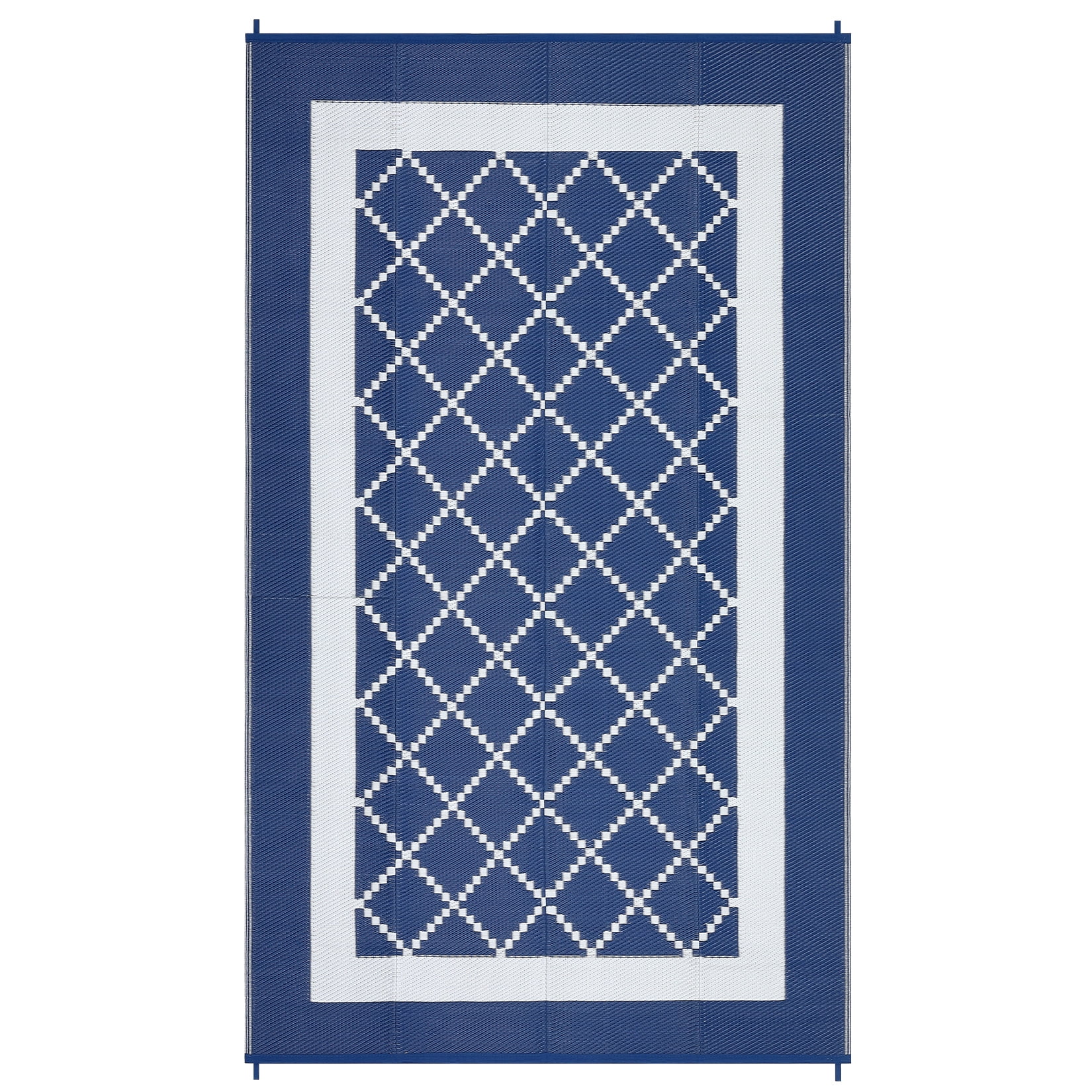 COOLYI Waterproof Reversible Outdoor Rug 9x18ft – Large Blue & White ...