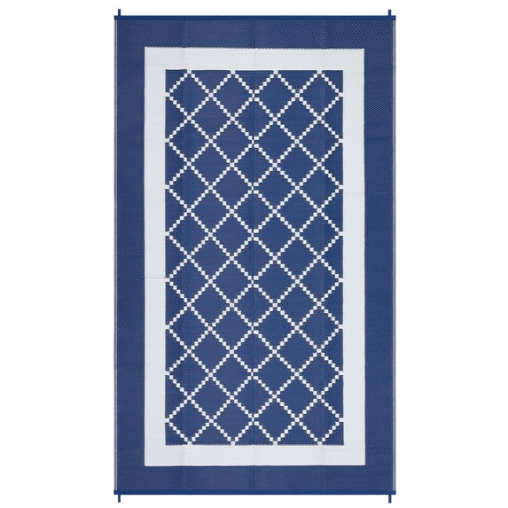 COOLYI Waterproof Reversible Outdoor Rug 9x18ft – Large Blue & White ...
