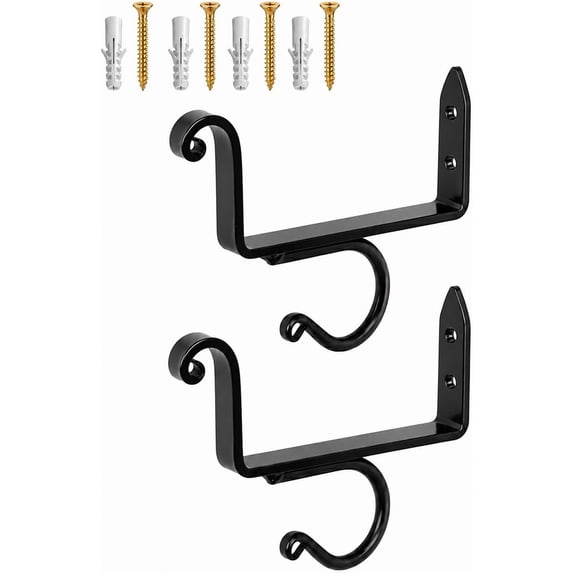 COOMIN 2-in-1 Curtain Rod Holders with Shelf Board Support, 2P | Heavy ...