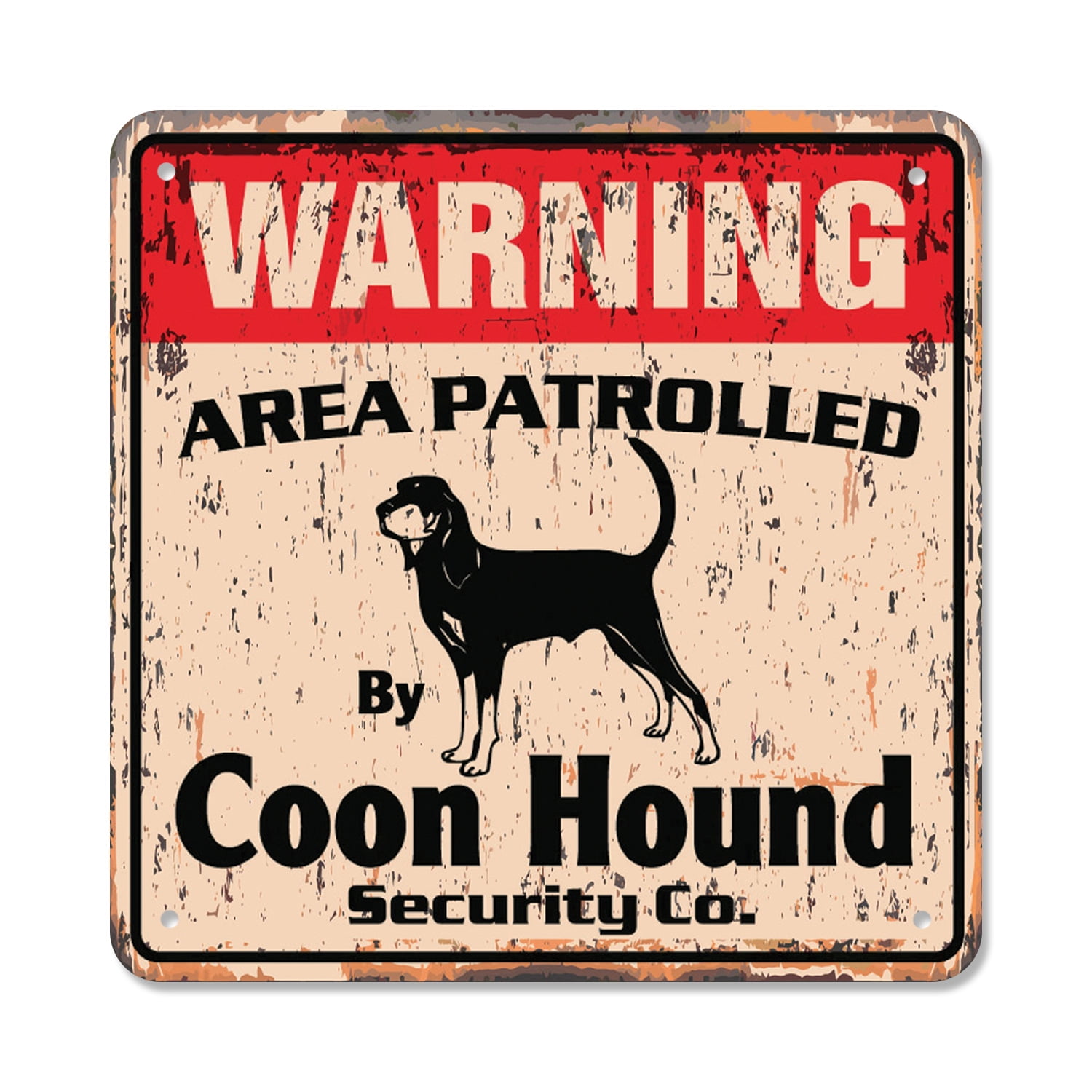 COON HOUND Vintage Security Sign Area Patrolled pet gift blood hunting ...