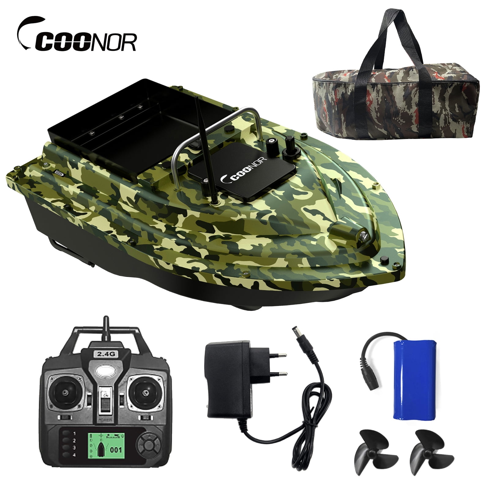 COONOR GPS Fishing Bait Boat with Large Bait Container, Remote Control ...