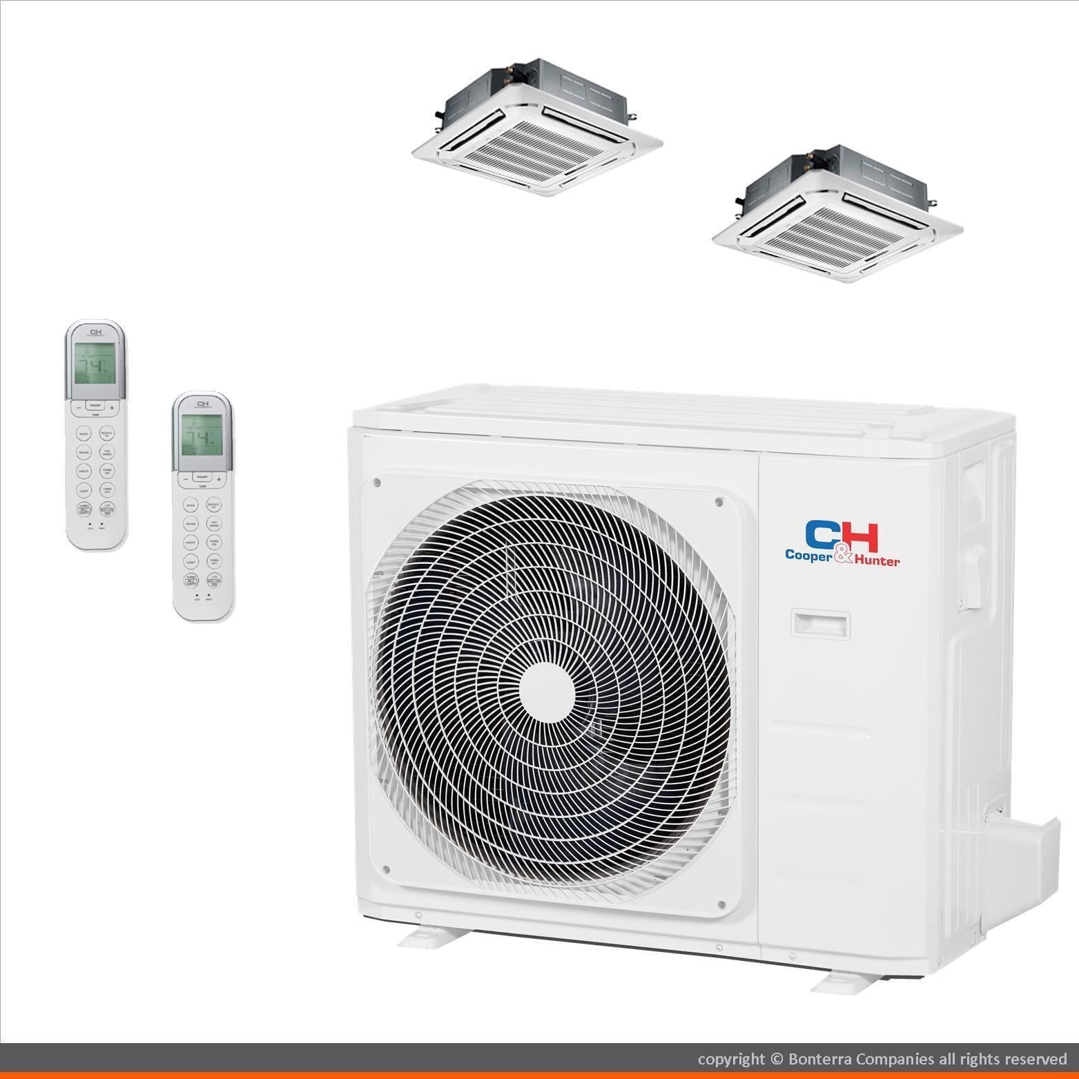 Dual 2 Zone Ductless Mini Split Air Conditioner Ceiling Cassette Heat ...