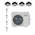 COOPER AND HUNTER Quad 4 Zone Ductless Mini Split Air Conditioner Ceiling Cassette Heat Pump ...