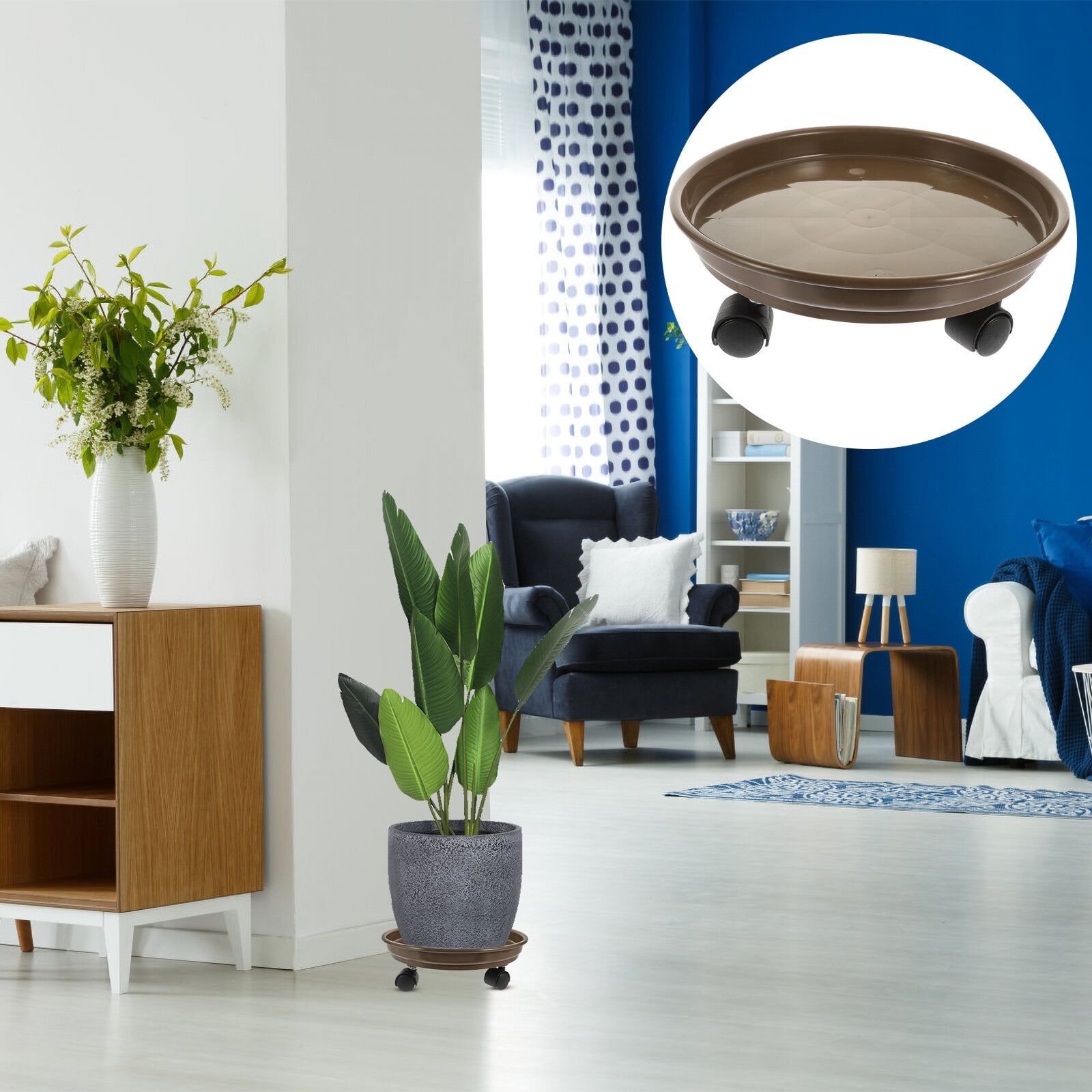 COOPHYA 1 Set Simple Design Round Flowerpot Bases with Wheels for Easy ...