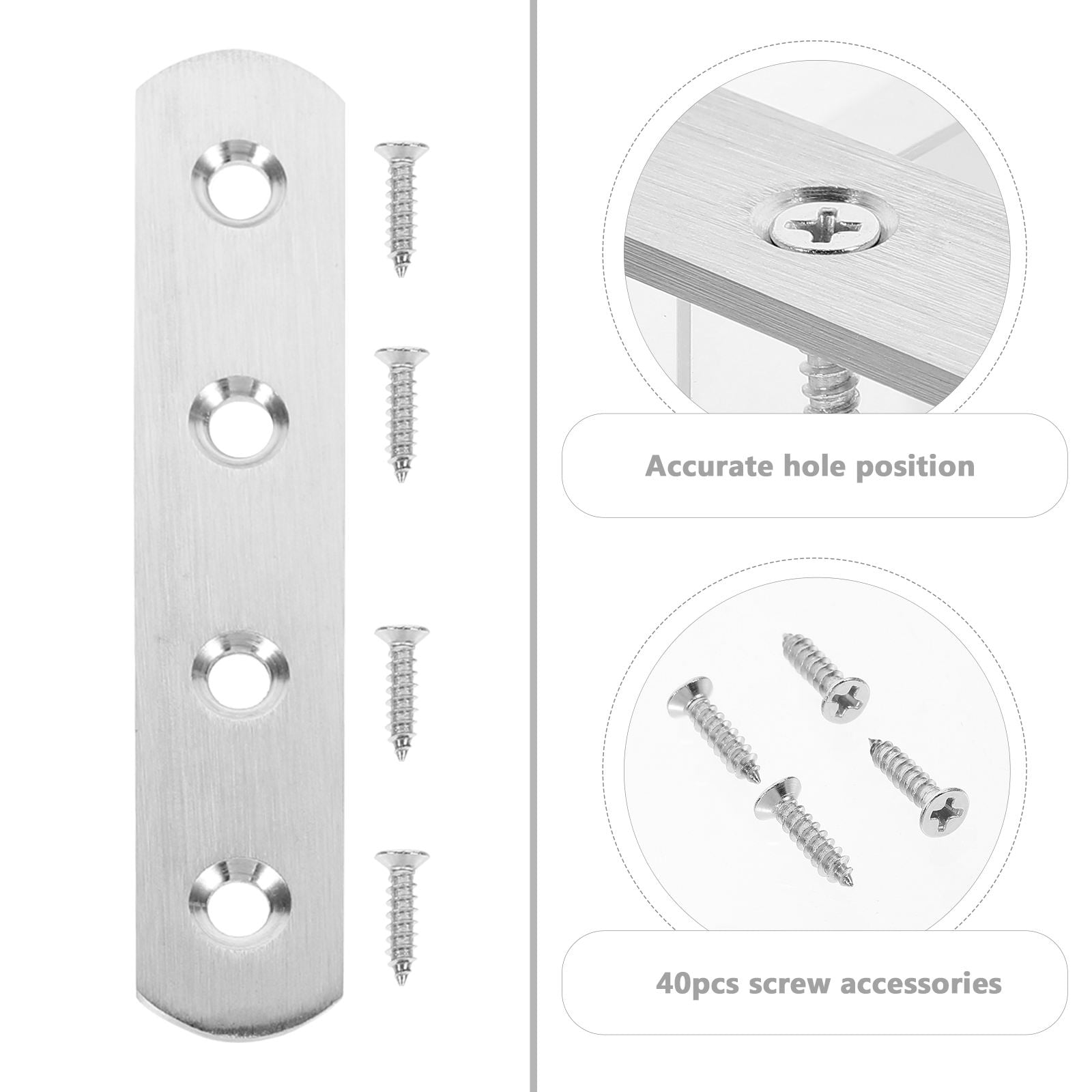 COOPHYA 10 Sets Flat Plate Bracket Connector Silver Stainless Steel for ...