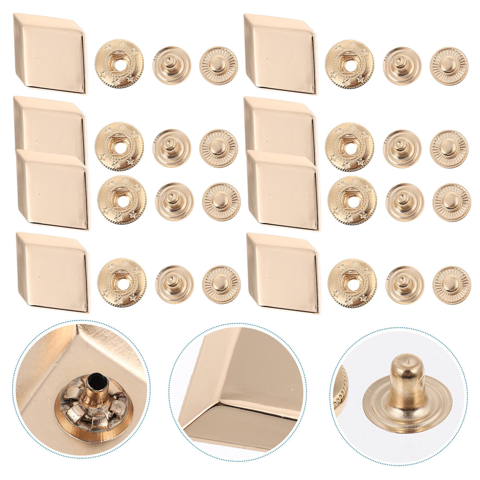 COOPHYA 10 Sets Sew-On Snap Buttons Metal Snaps for Clothing Golden ...