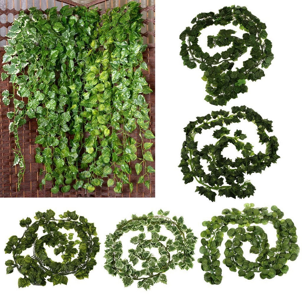 COOPHYA 12Set Artificial Vine Leaf Garland Green Silk Flower Foliage ...
