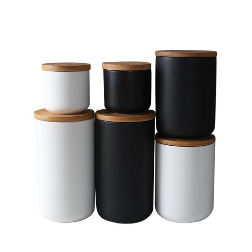COOPHYA 1Pack Ceramic Food Containers in Black for Pantry Storage with ...