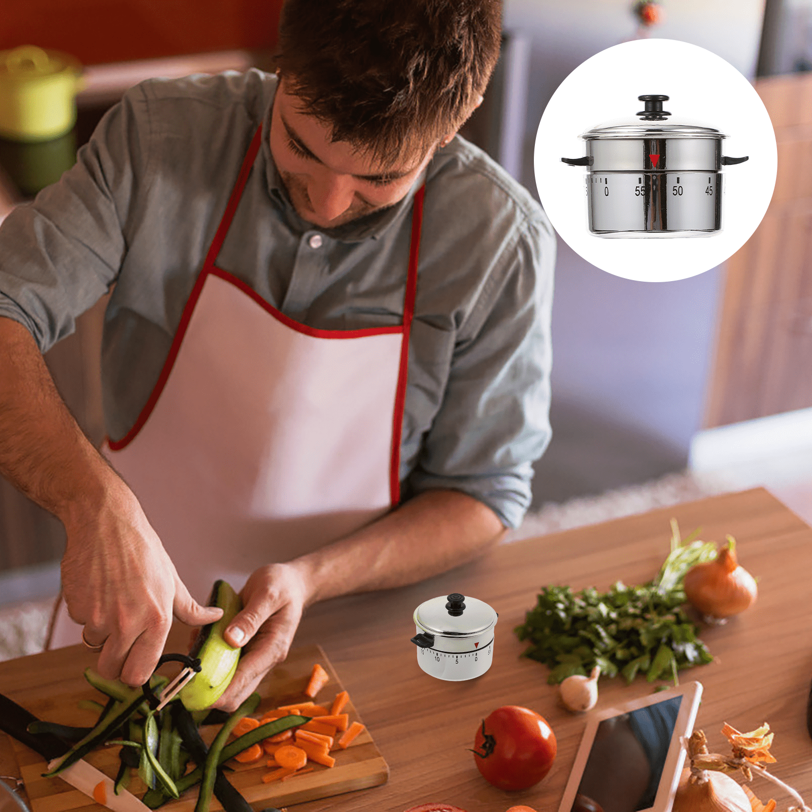 COOPHYA 1Pack Cooking Timers for Kitchen in Silver Mechanical Design ...