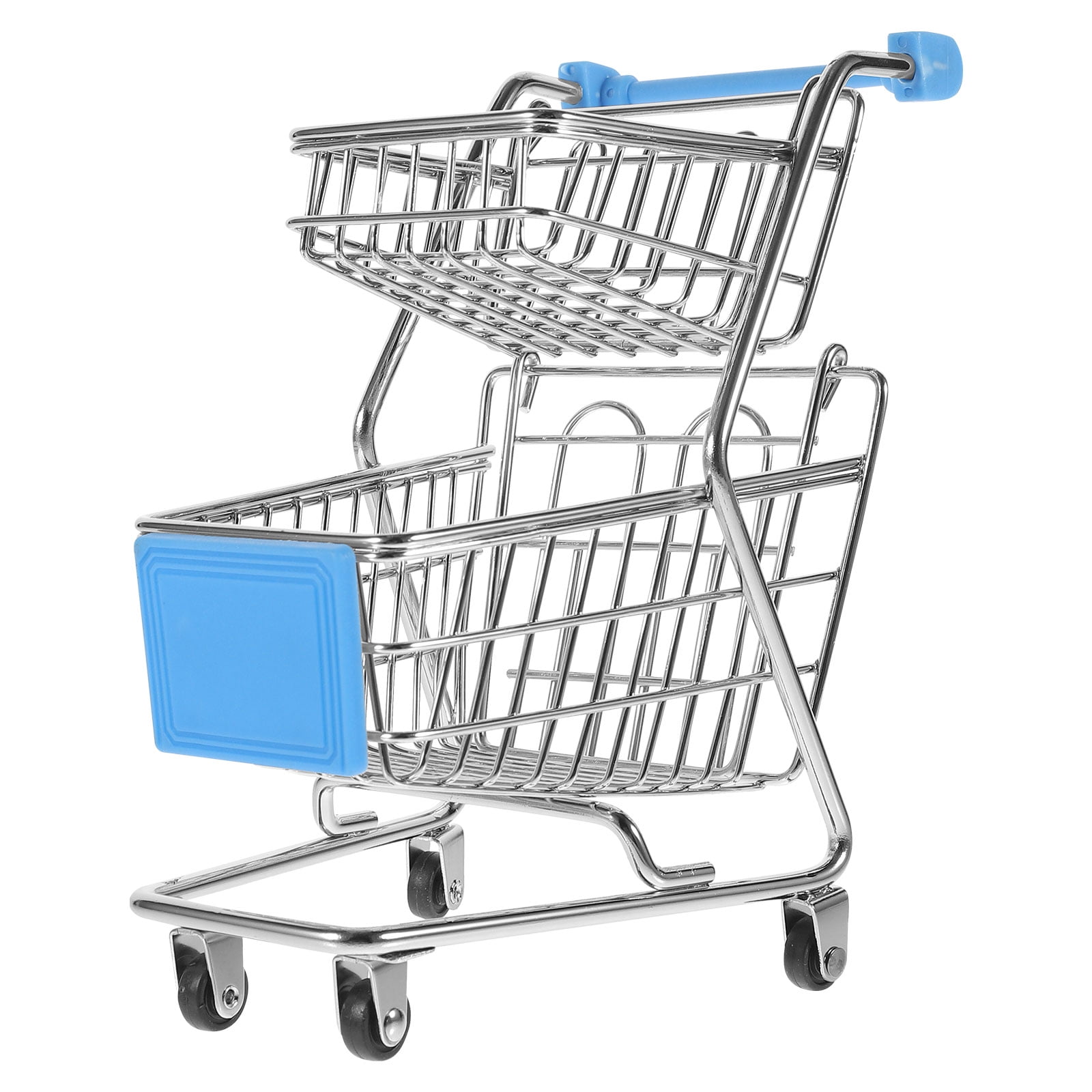 COOPHYA 1Pack Mini Shopping Cart Toy Tiny Shopping Cart For Kitchen Storage Sky-Blue Iron ...