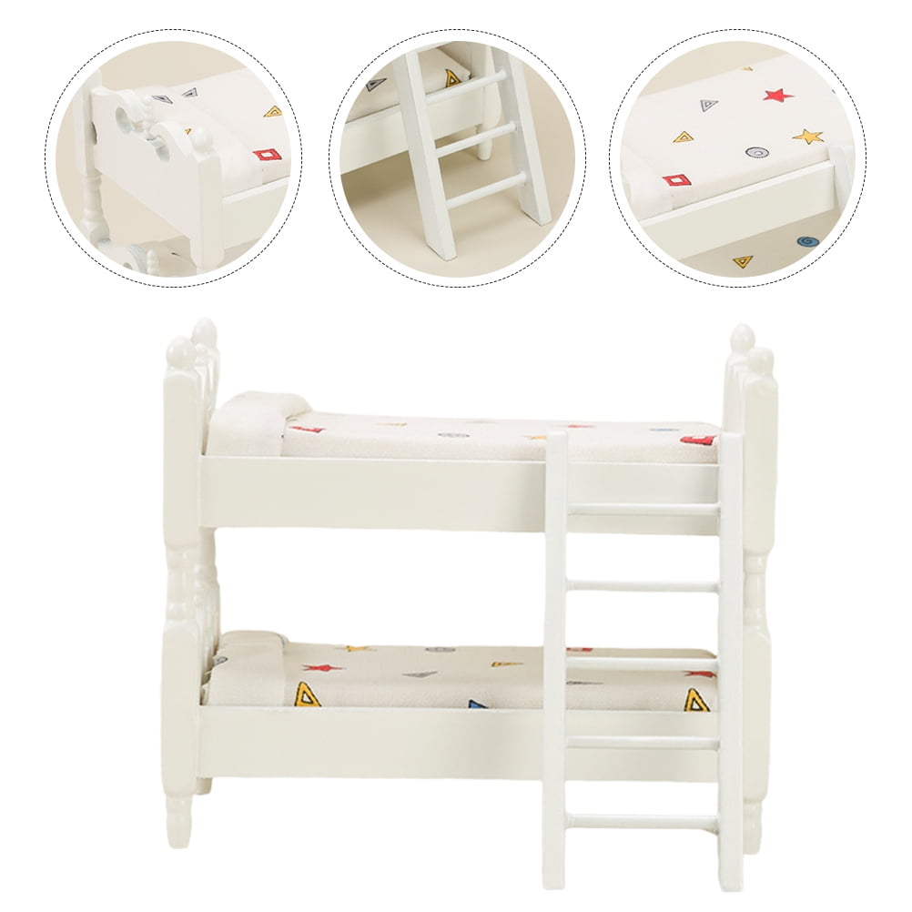 COOPHYA 1Pack Wood Material Mini Bunk Bed Model for Doll House ...