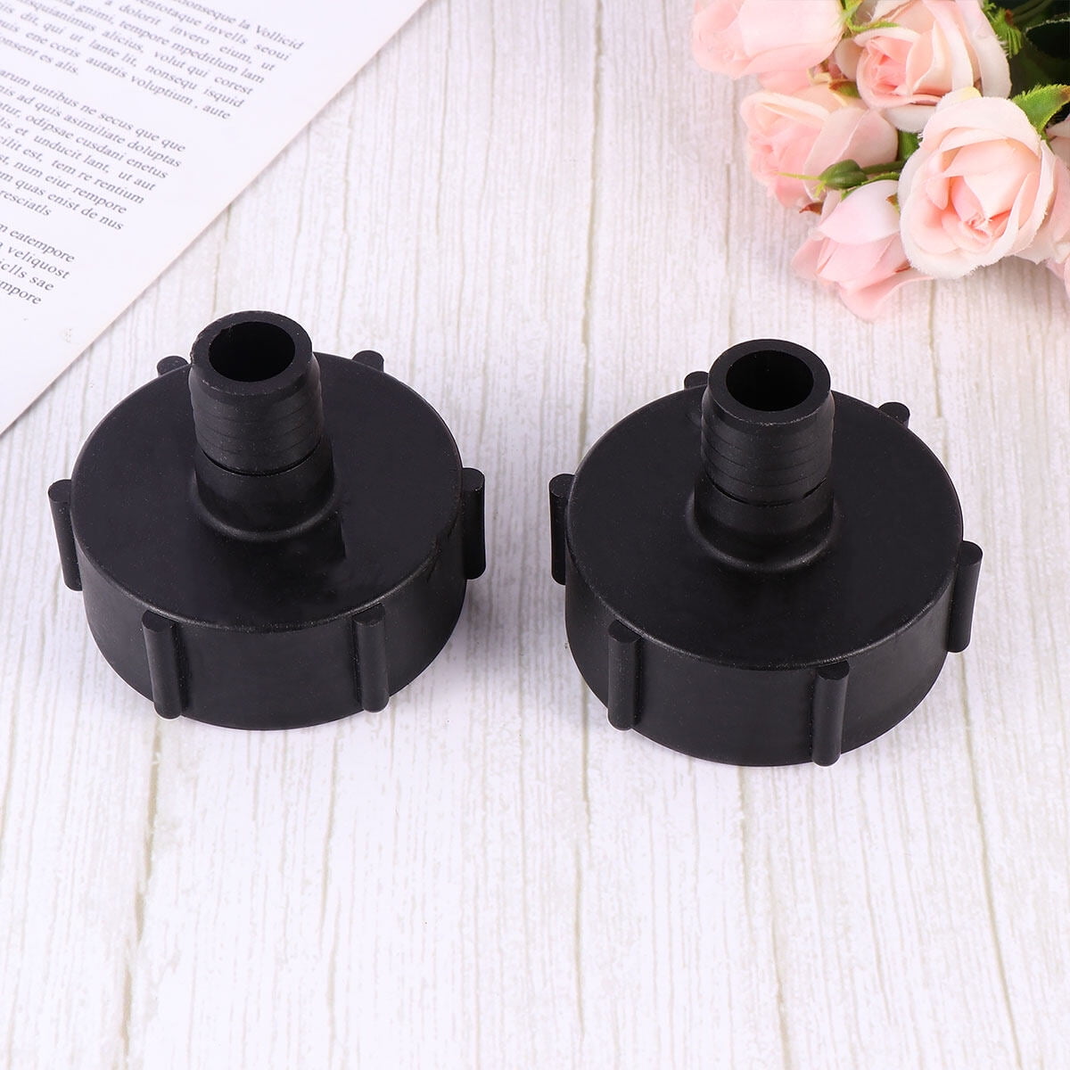 COOPHYA 2Pcs Black PP Plastic Cylindrical Hose Connector for IBC Tote ...