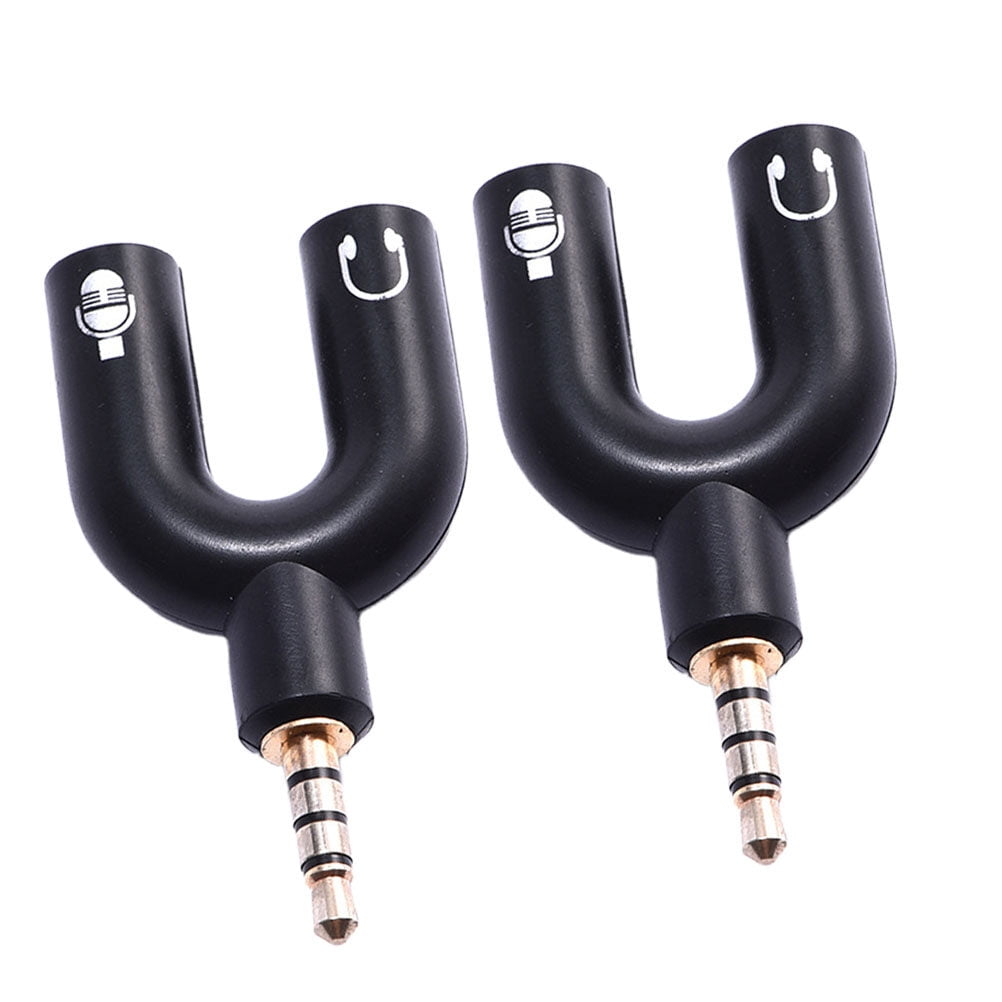 COOPHYA 2Pcs Microphone Headset Splitter Black Plastic Copper Metal for ...