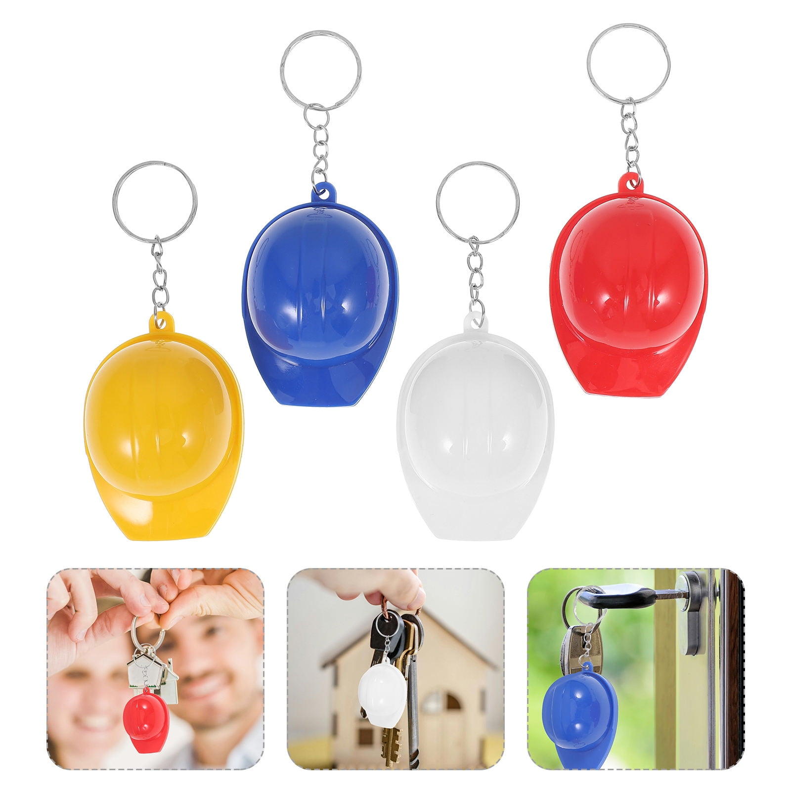 COOPHYA 4Pcs Cute Keychains Helmet Shape with Bottle Opener Function ...