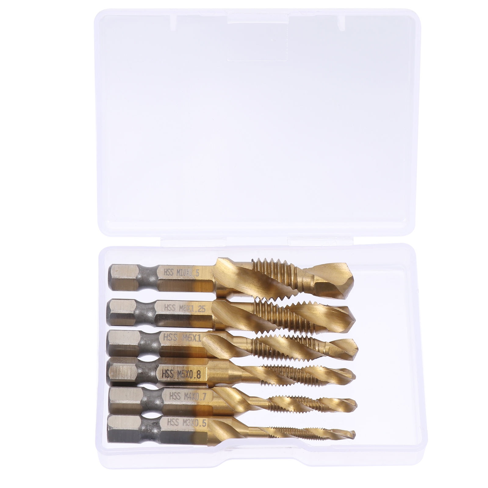 COOPHYA 6Pcs Drill Tap Bit Set Hexagon Handle Steel Titanium Coated For ...
