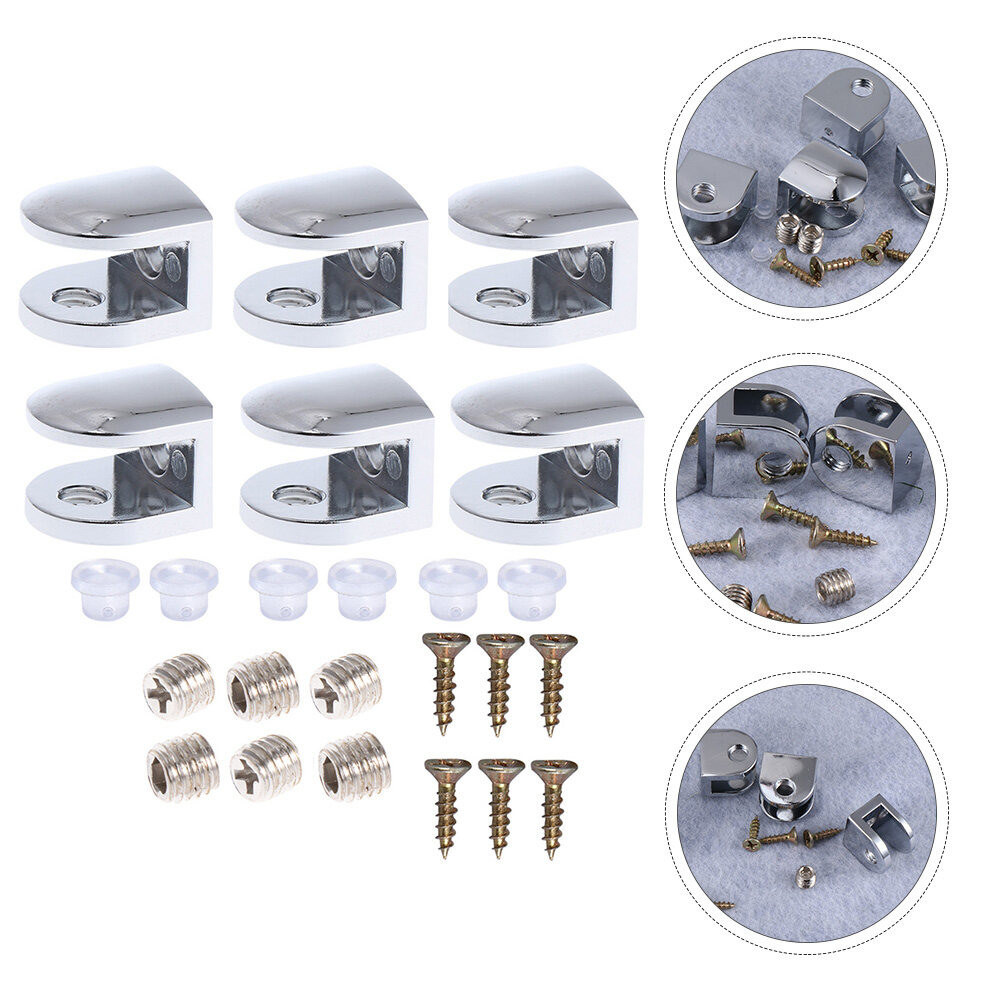 COOPHYA 6Pcs Wall Mount Adjustable Glass Clip Clamp for Wine Cabinet ...