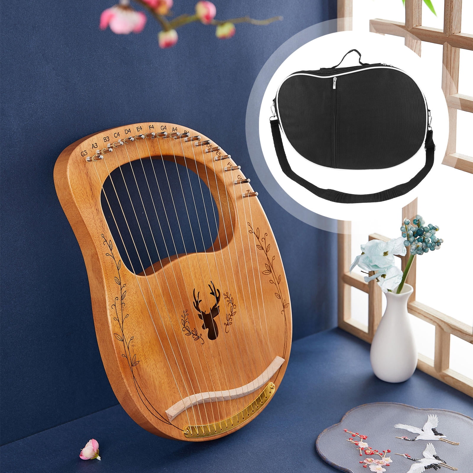 COOPHYA Black Canvas Lyre Harp Bag 1Set For Efficient Storage And ...