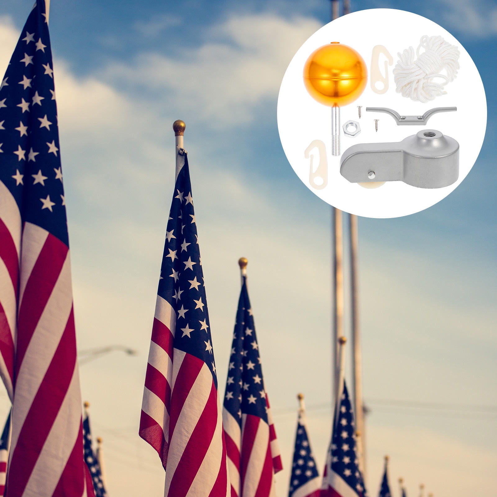 COOPHYA Flagpole Install Kit 1 Set Durable Round Shape for Raising ...