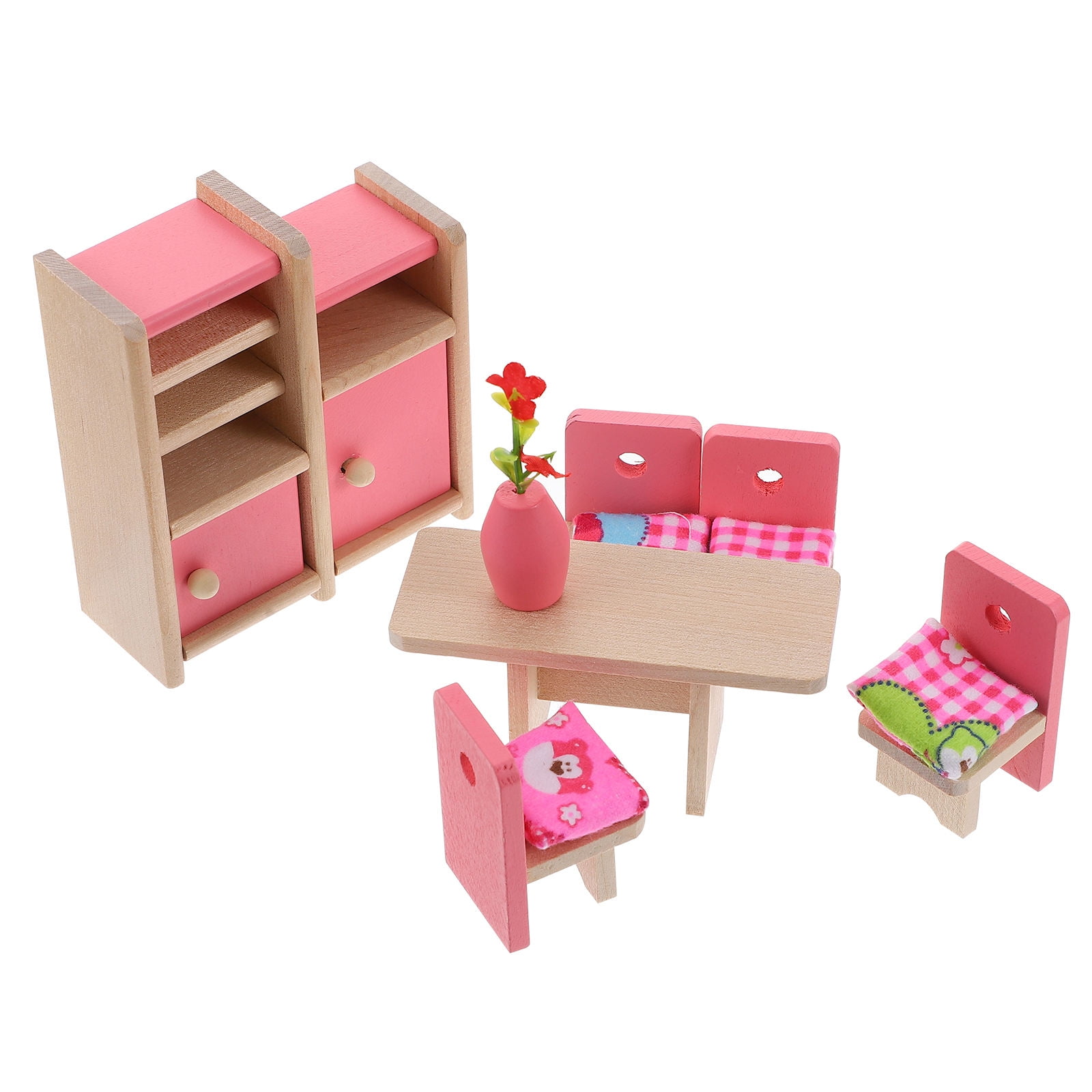 COOPHYA Furniture Pretend Miniature Furniture Set Pink 3.81X4.24X1.49In ...