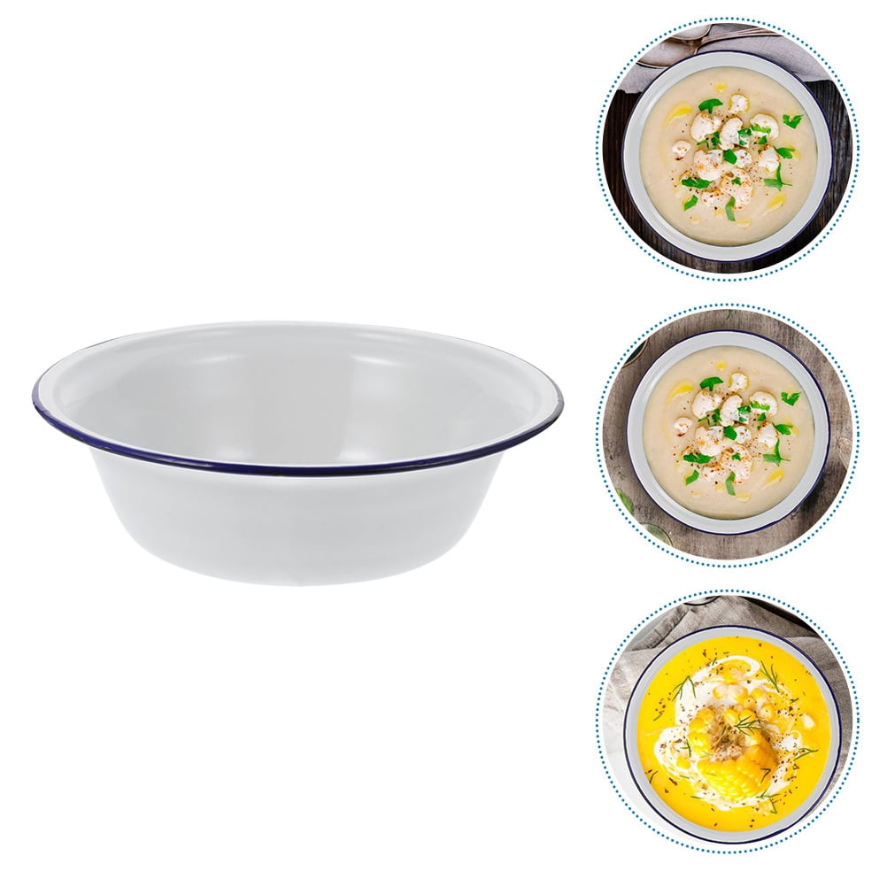 SHERCHPRY Thickened Enamel Bowl Large Vintage Enamelware Serving Basin ...