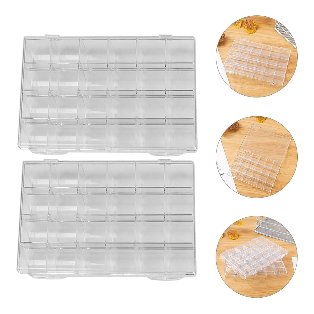 COOPHYA Nail Accessory Boxes 2Pcs for Manicure and Jewelry Storage Square Shape with Simple ...