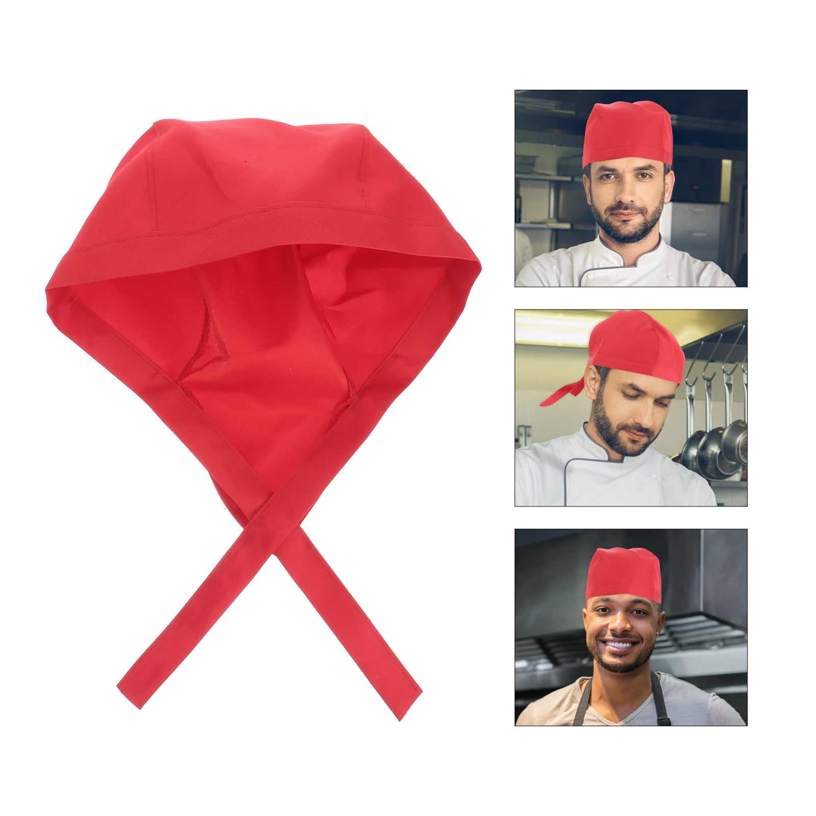 COOPHYA Red Fashion Chef Hat with Adjustable Ribbon Comfortable Wear ...