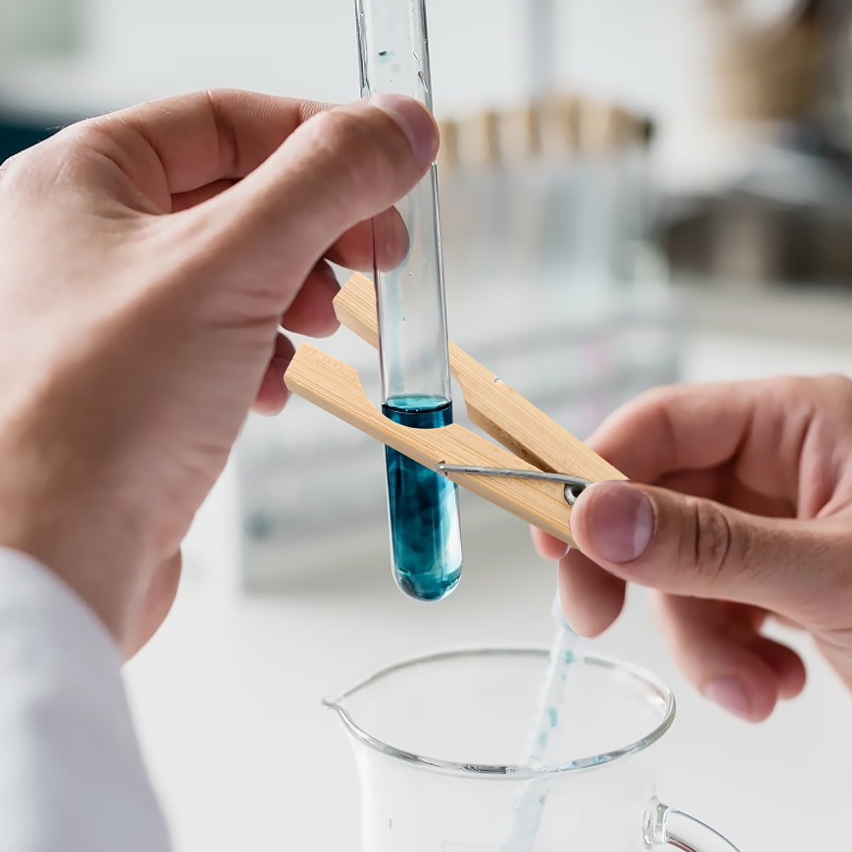 COOPHYA Test Tube Holder Clamp Light Brown Wood Mini Clamps for ...