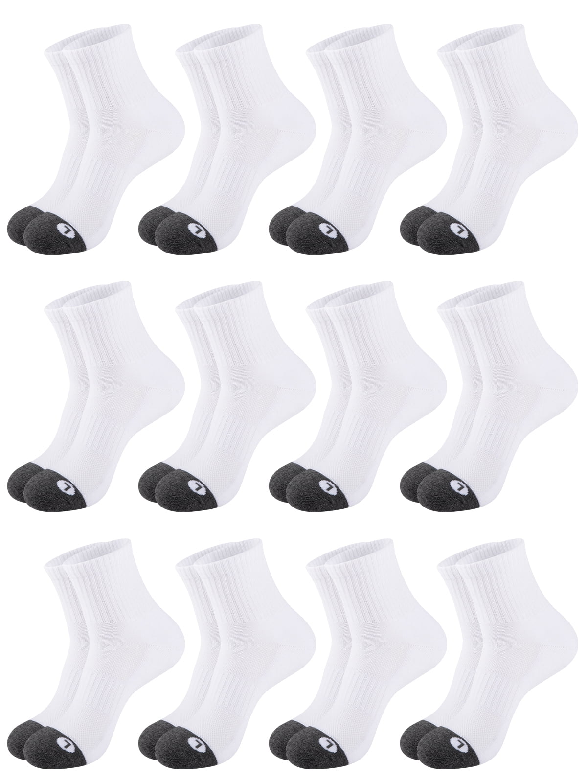 COOPLUS 12 Pack Mens Ankle Socks Low Cut Cushioned Athletic Performance ...