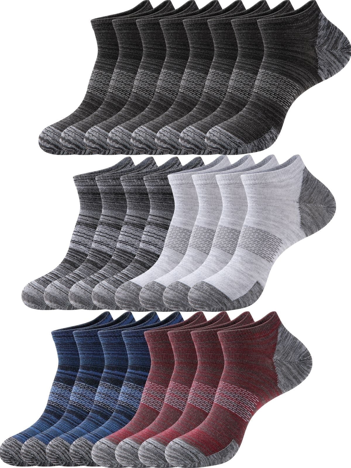 COOPLUS 12 Pairs Mens Ankle Socks Low Cut Comfortable Sports Breathable ...