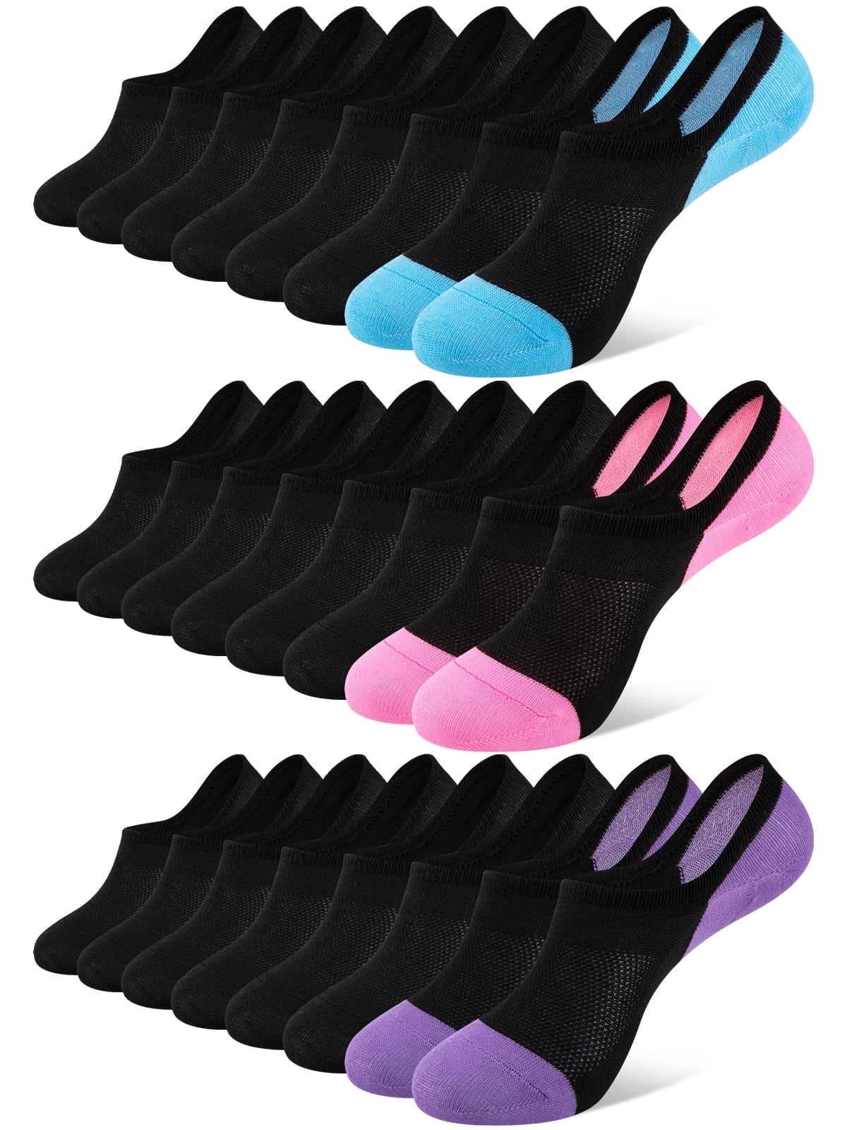 Cooplus Women's Lightweight No Show Socks, Non-Slip Liner, Breathable ...