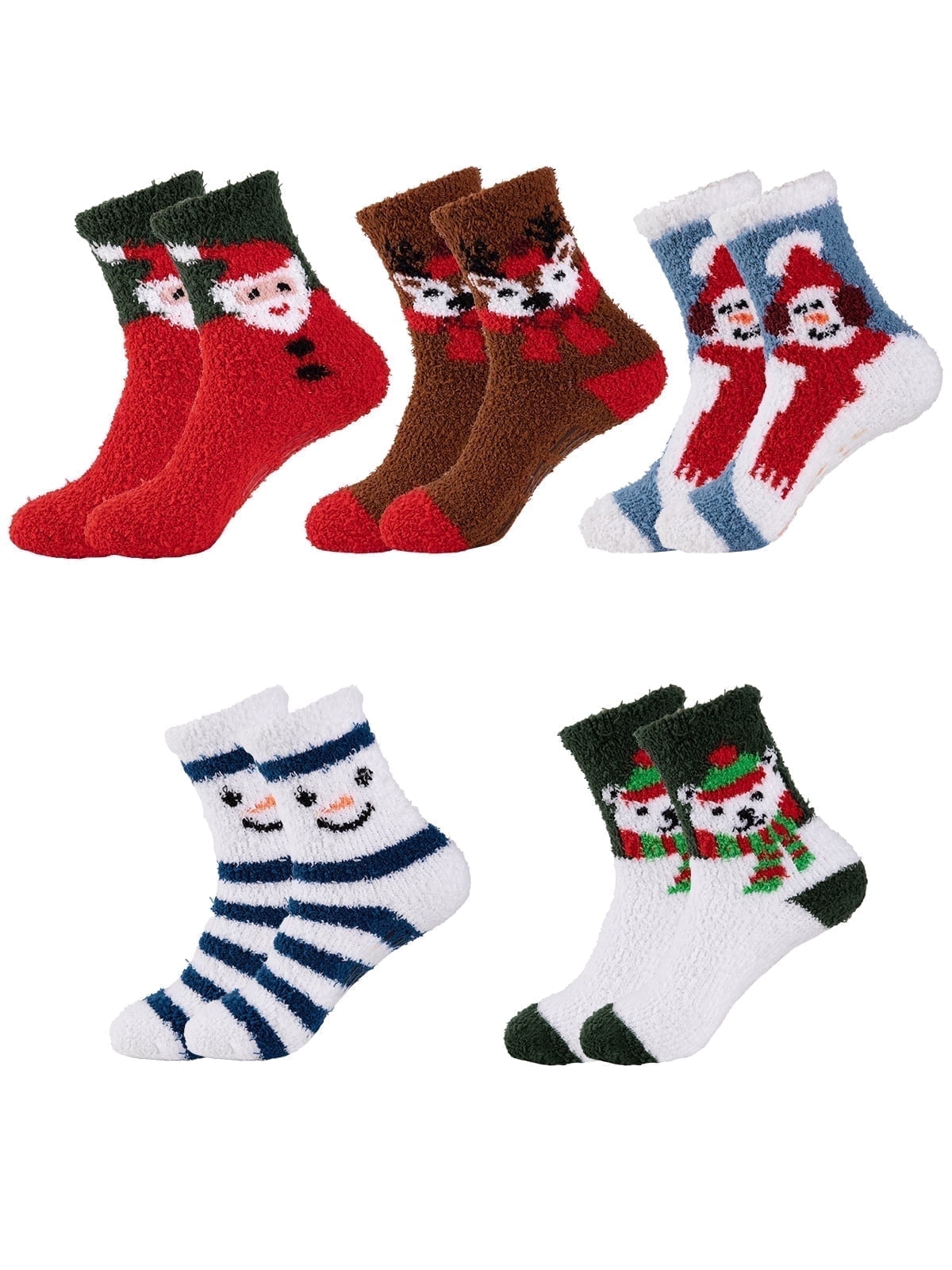 COOPLUS Mens Christmas Plush Fleece Socks with Non-Slip Grips Warm Cozy ...