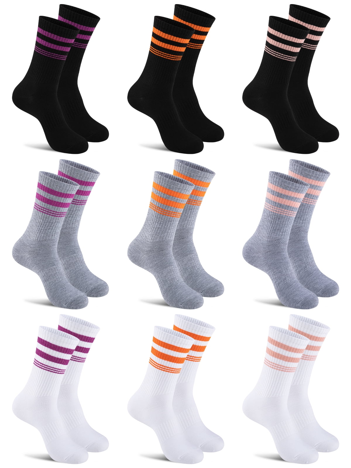 Cooplus Lightweight Crew Socks for Women, Moisture Wicking, Size 6-10 ...