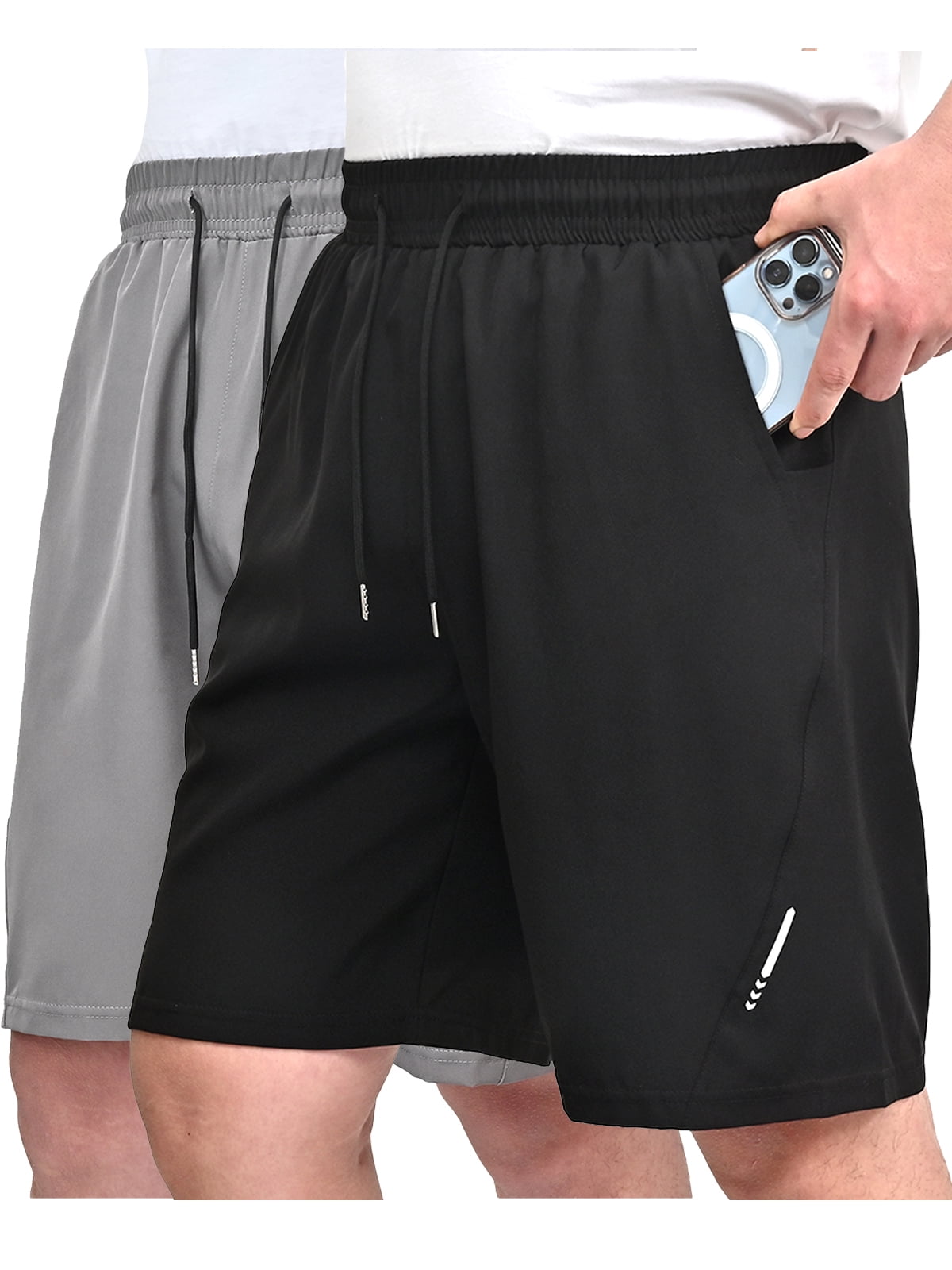 COOPLUS Mens Elastic Waist Drawstring Shorts Casual Classic Fit Stretch ...