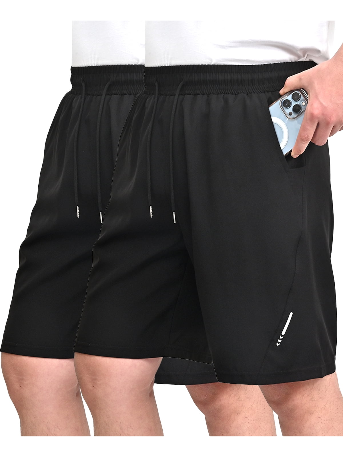 COOPLUS Mens Elastic Waist Drawstring Shorts Casual Classic Fit Stretch ...