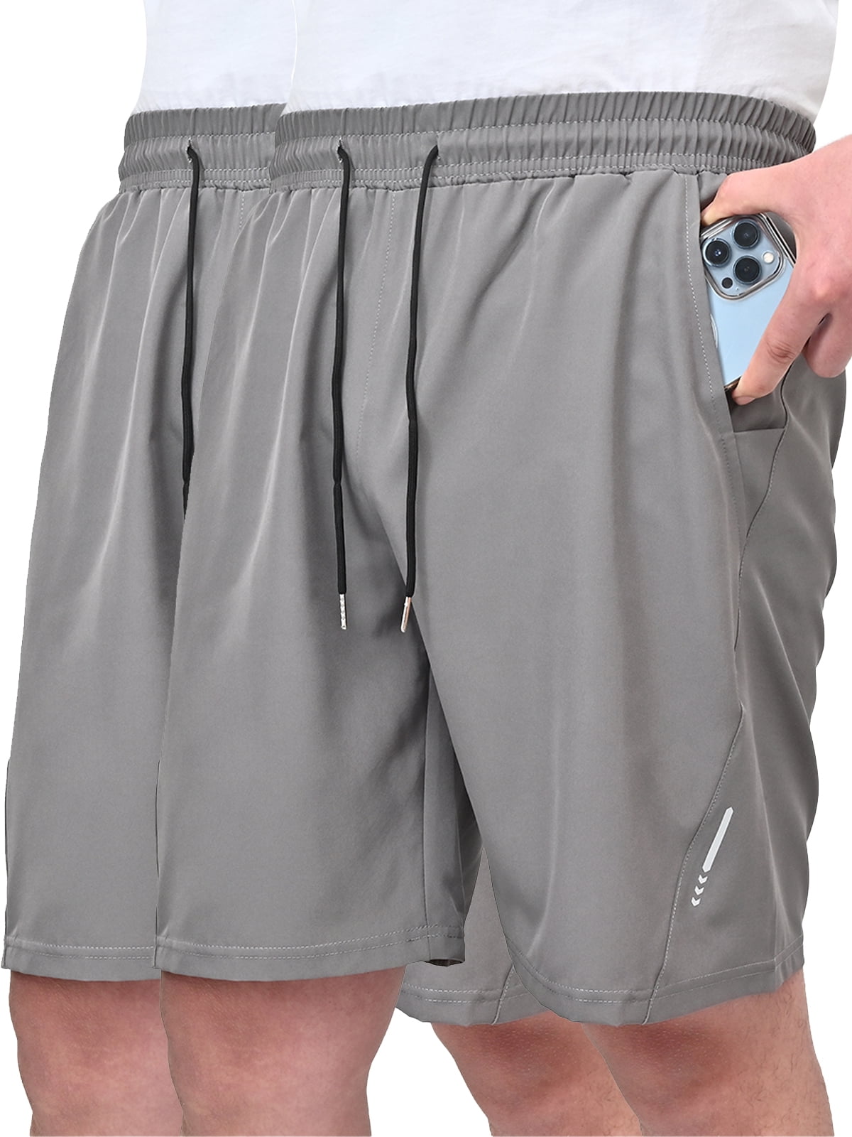 COOPLUS Mens Elastic Waist Drawstring Shorts Casual Classic Fit Stretch ...