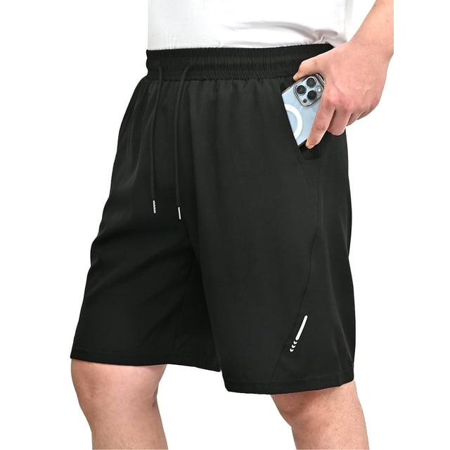 COOPLUS Mens Elastic Waist Drawstring Shorts Casual Classic Fit Stretch ...