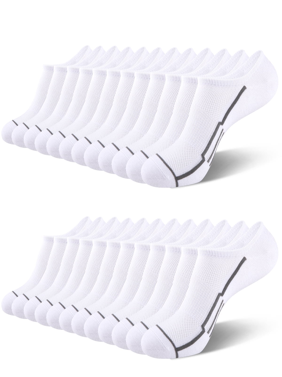 Cooplus 12 Pairs Mens Cotton No Show Socks Non-Slip Short Lightweight ...